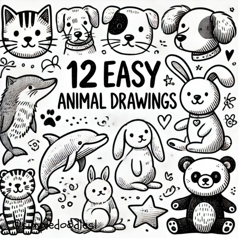 12 Easy Animal Drawings Anyone Can Sketch 🐱 ️🐻🎨 - Easy Doodles
